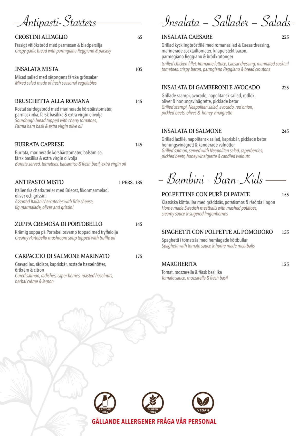 Carte et Menus 2024 - Polpette à Stockholm | TheFork