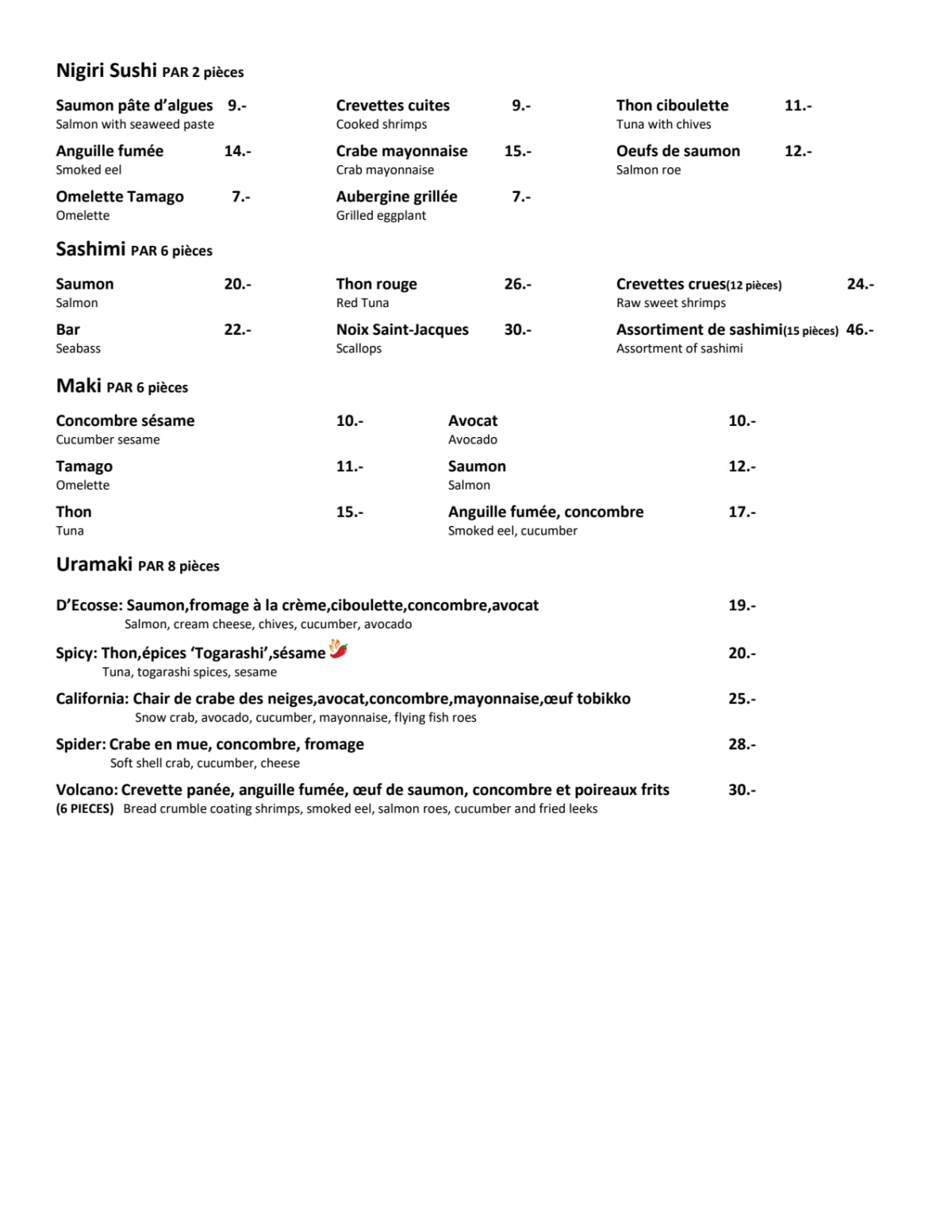 Menu 2024 - Silver Spoon in Gland | TheFork