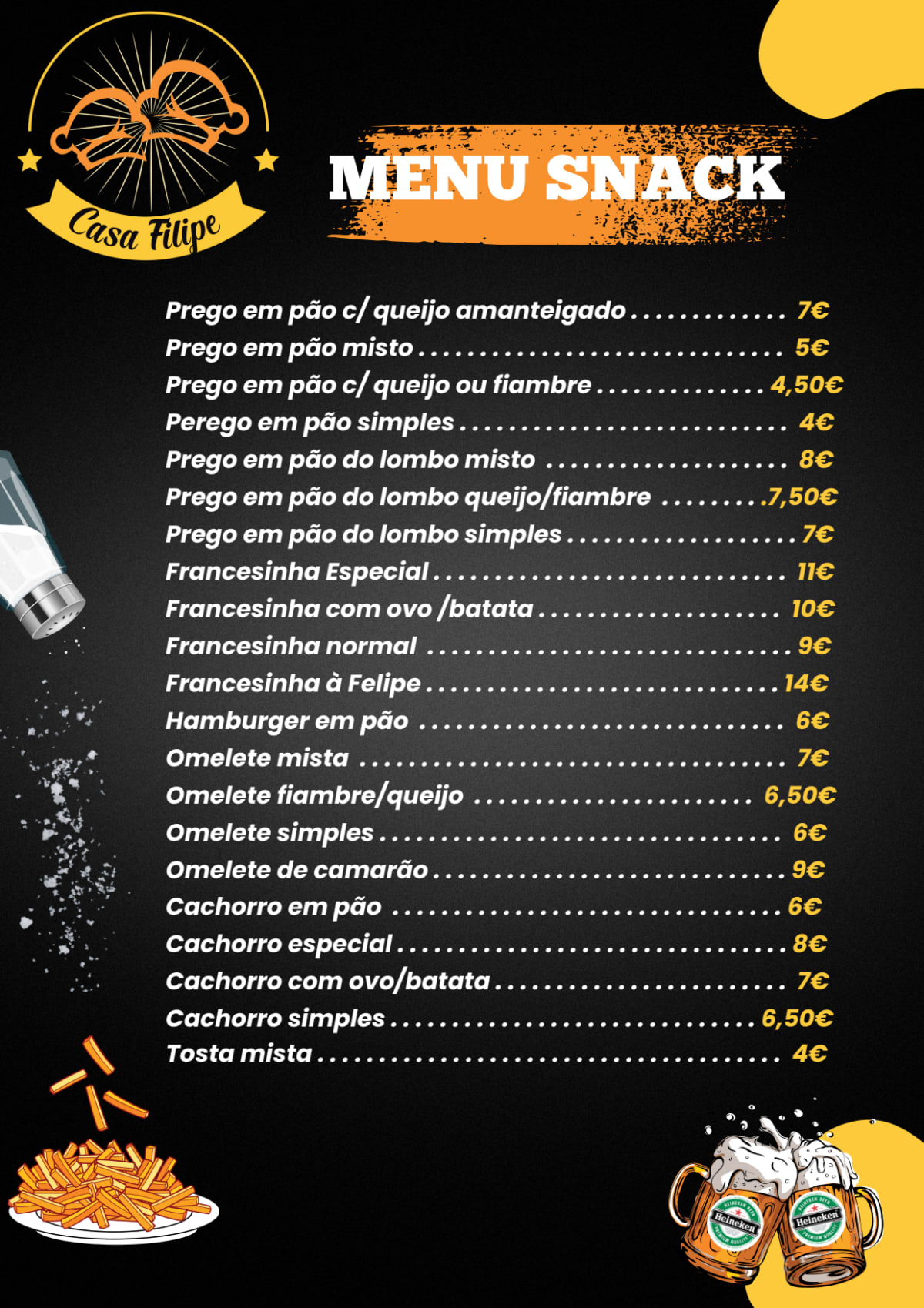 Menu 2024 - Restaurante Casa Filipe em Porto | TheFork