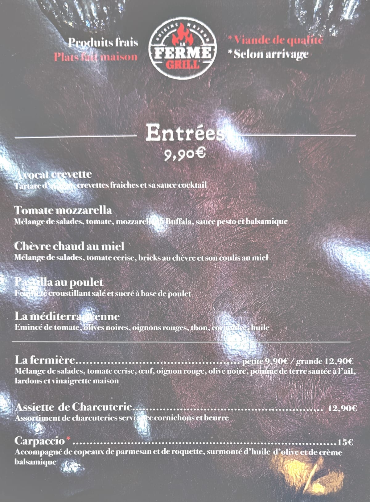 Carte et Menus 2024 - La Ferme Grill à Aulnay-sous-Bois | TheFork