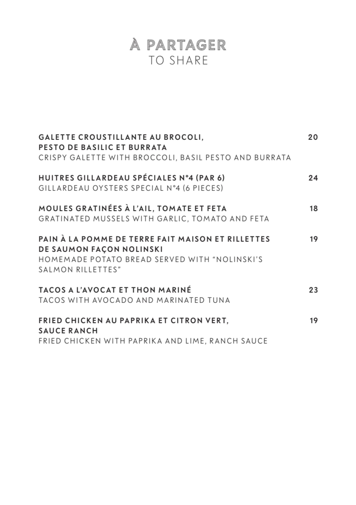 Carte et Menus 2023 - Nolinski à Paris | TheFork