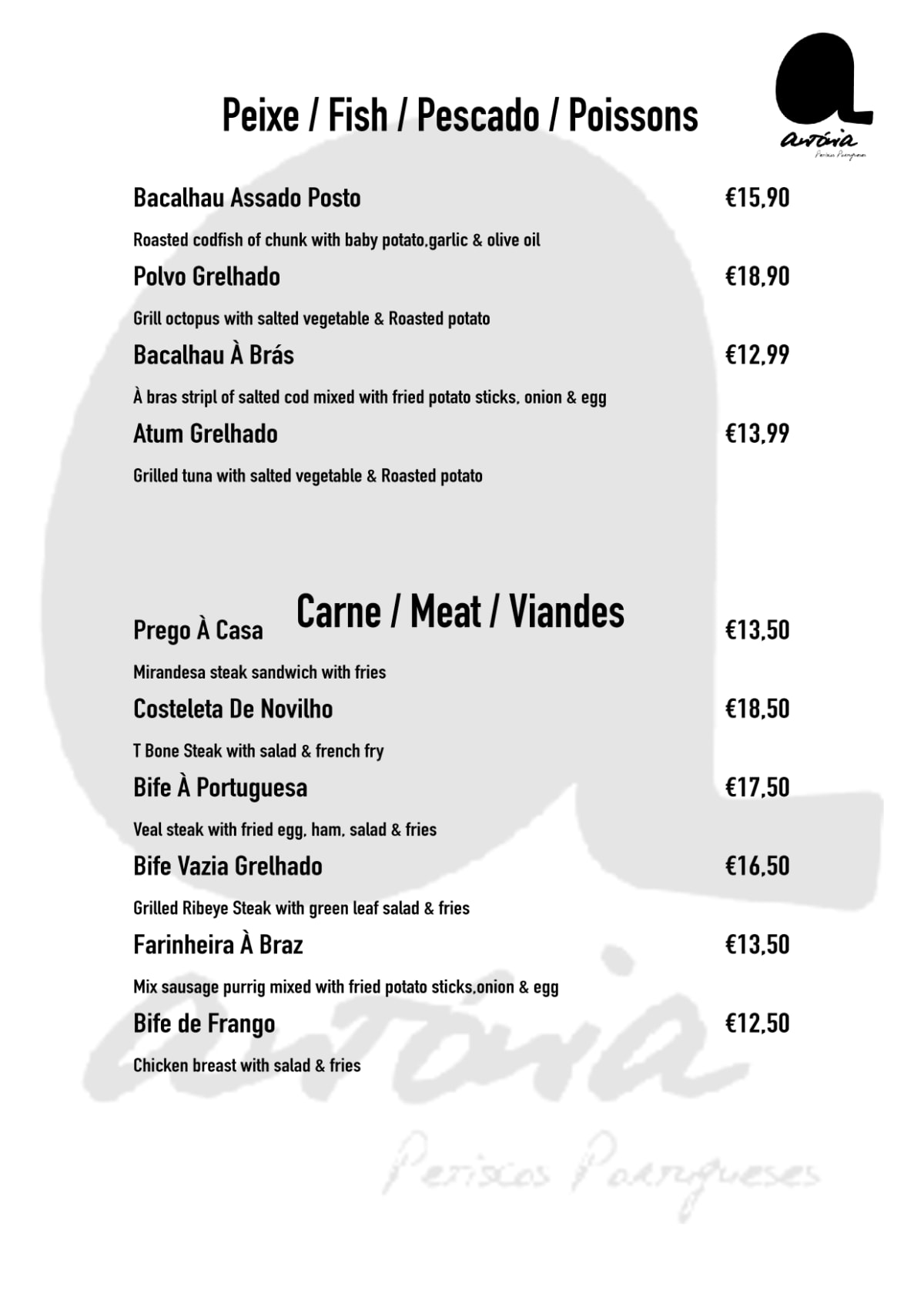 Carte et Menus 2024 - Antónia Petiscos Bairro Alto à Lisbonne | TheFork