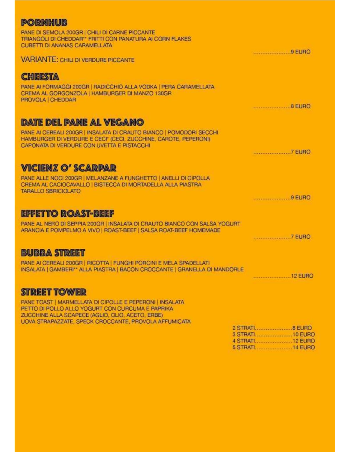 Carte et Menus 2024 - Street&route à Penta | TheFork