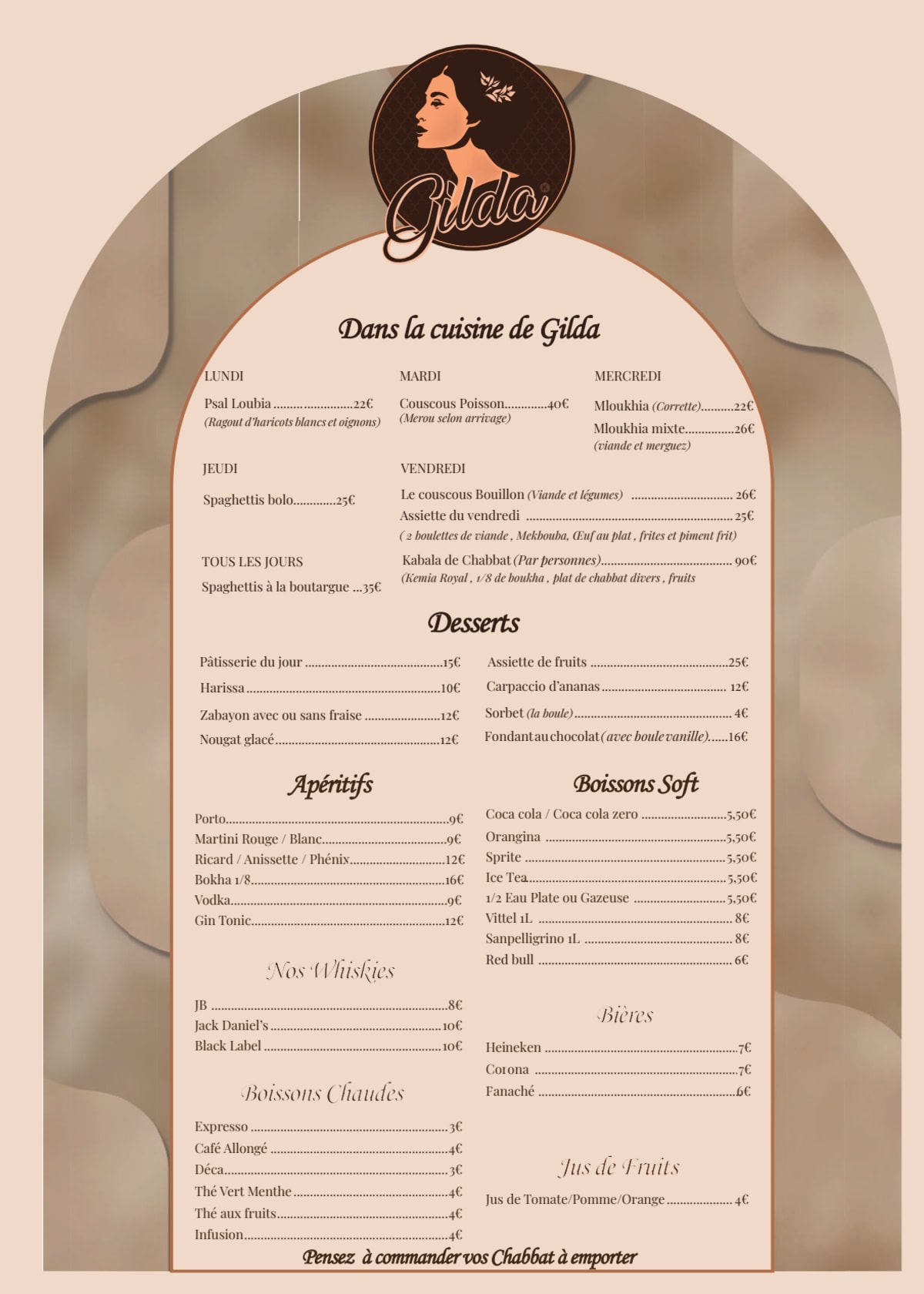 Carte et Menus 2024 - Gilda à Paris | TheFork