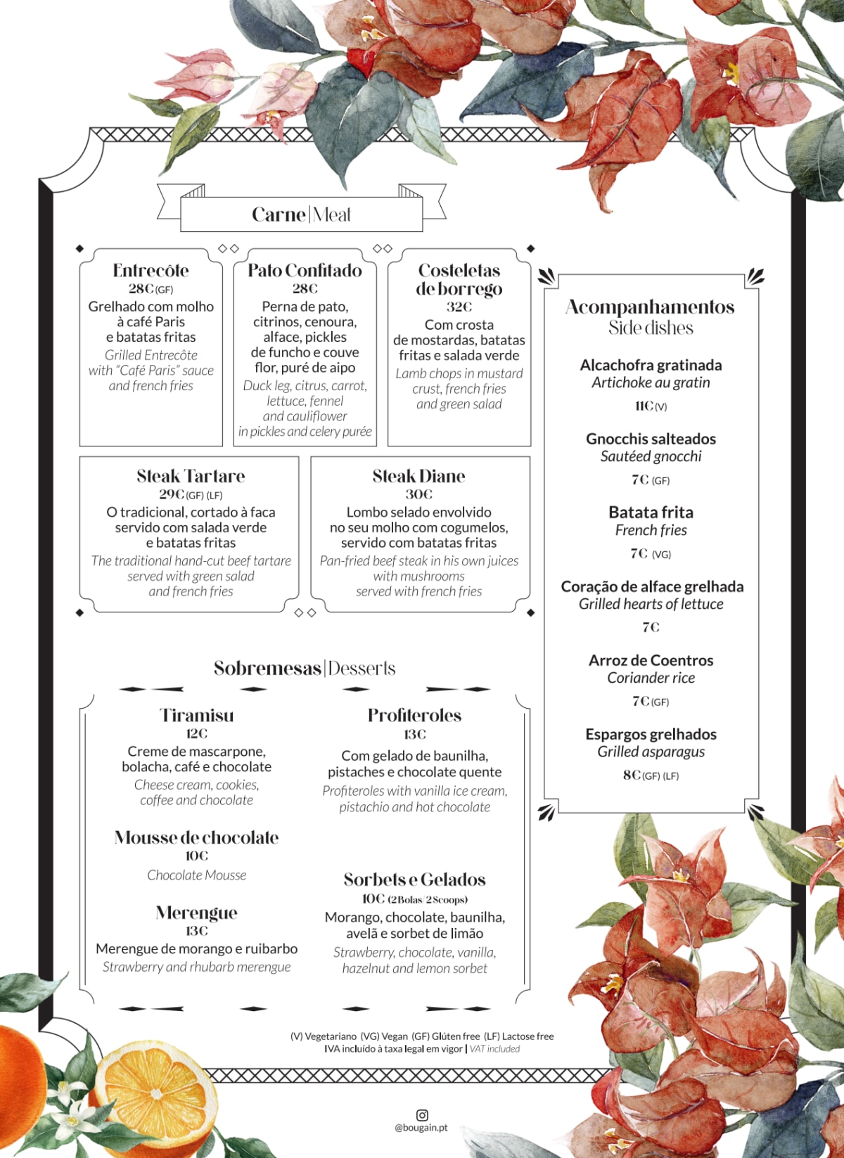Menus 2024 - Bougain Restaurant & Garden Bar in Cascais | TheFork