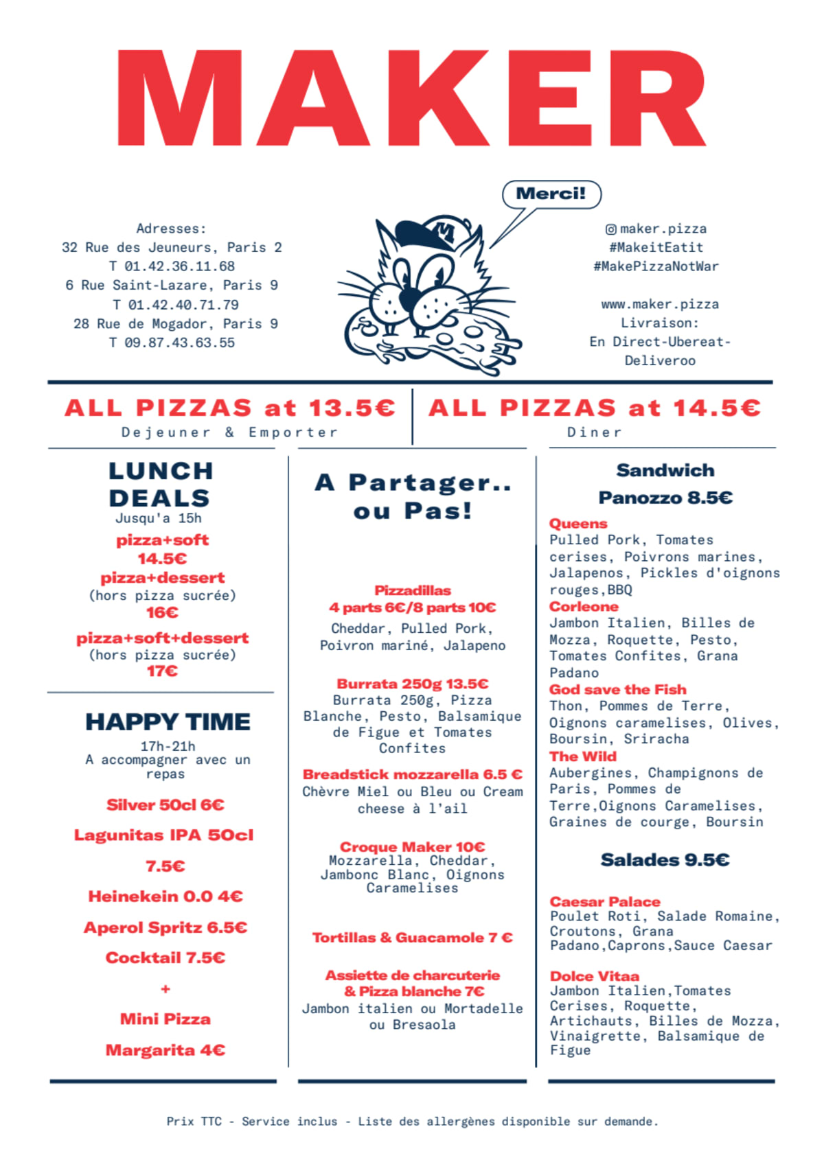 Carta y menù 2024 Actualizados - Maker Mogador en Paris | TheFork