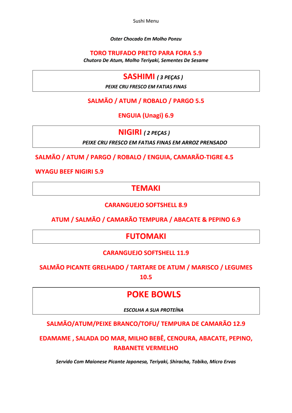Menù completo e carta 2024 - Fish Tail Albufeira a Albufeira | TheFork