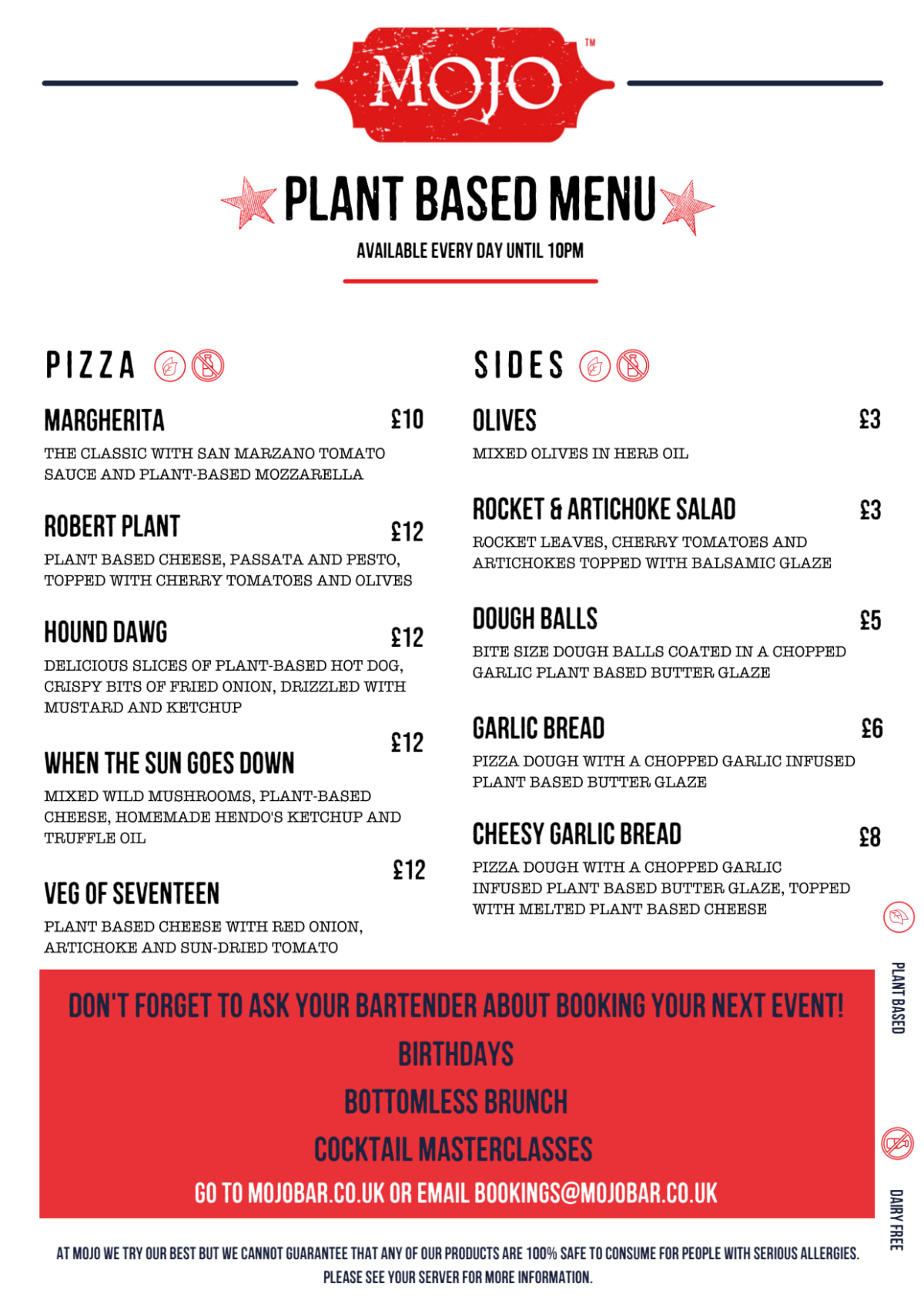 Menu 2024 - Mojo Sheffield in Sheffield | TheFork