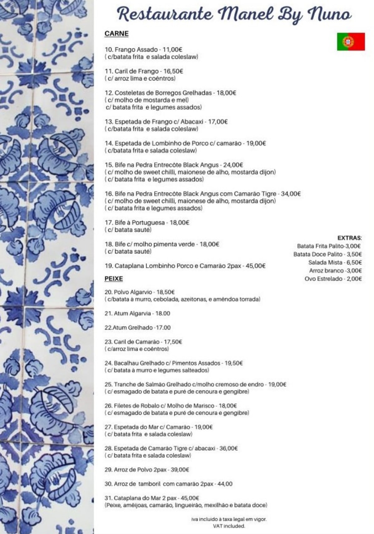 Carte et Menus 2024 - Restaurante O Manel by Nuno à Tavira | TheFork