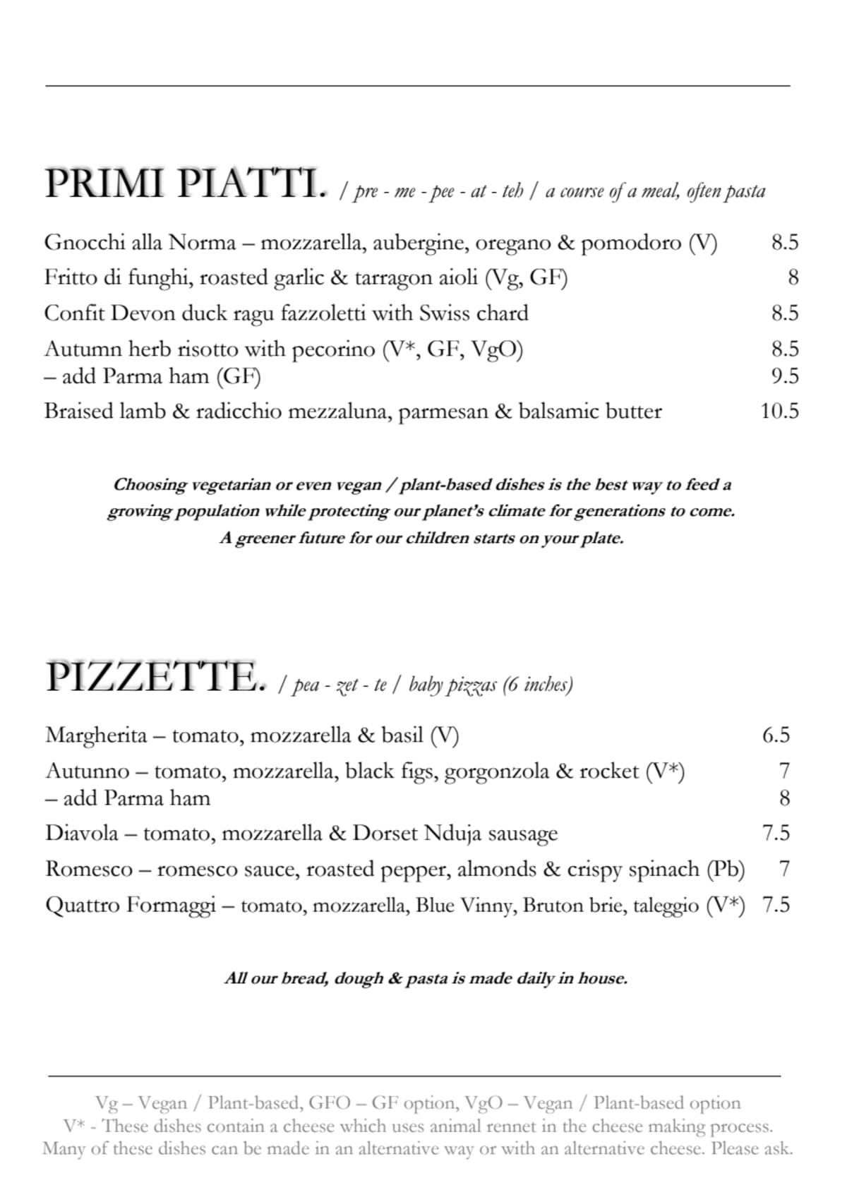 Menu 2024 - The Plume of Feathers in Sherborne | TheFork