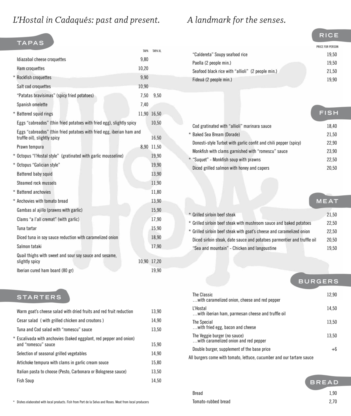 Menu 2024 - L'hostal in Cadaques | TheFork