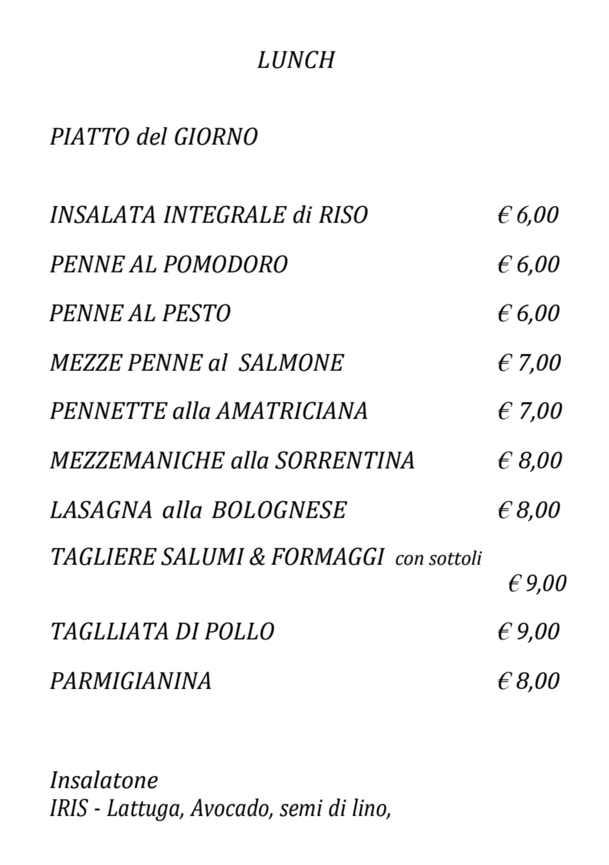 Carte et Menus 2024 - Garden Bistrot Firenze à Florence | TheFork