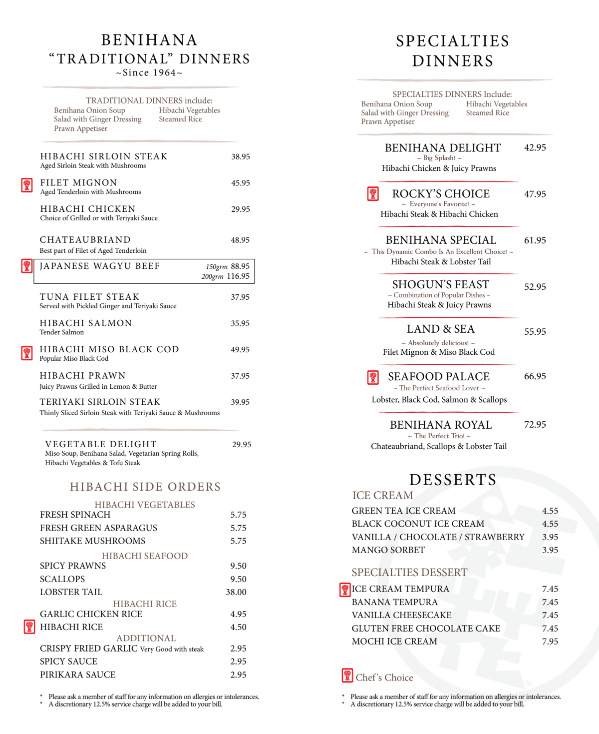 Menus 2024 - Benihana Chelsea in London | TheFork