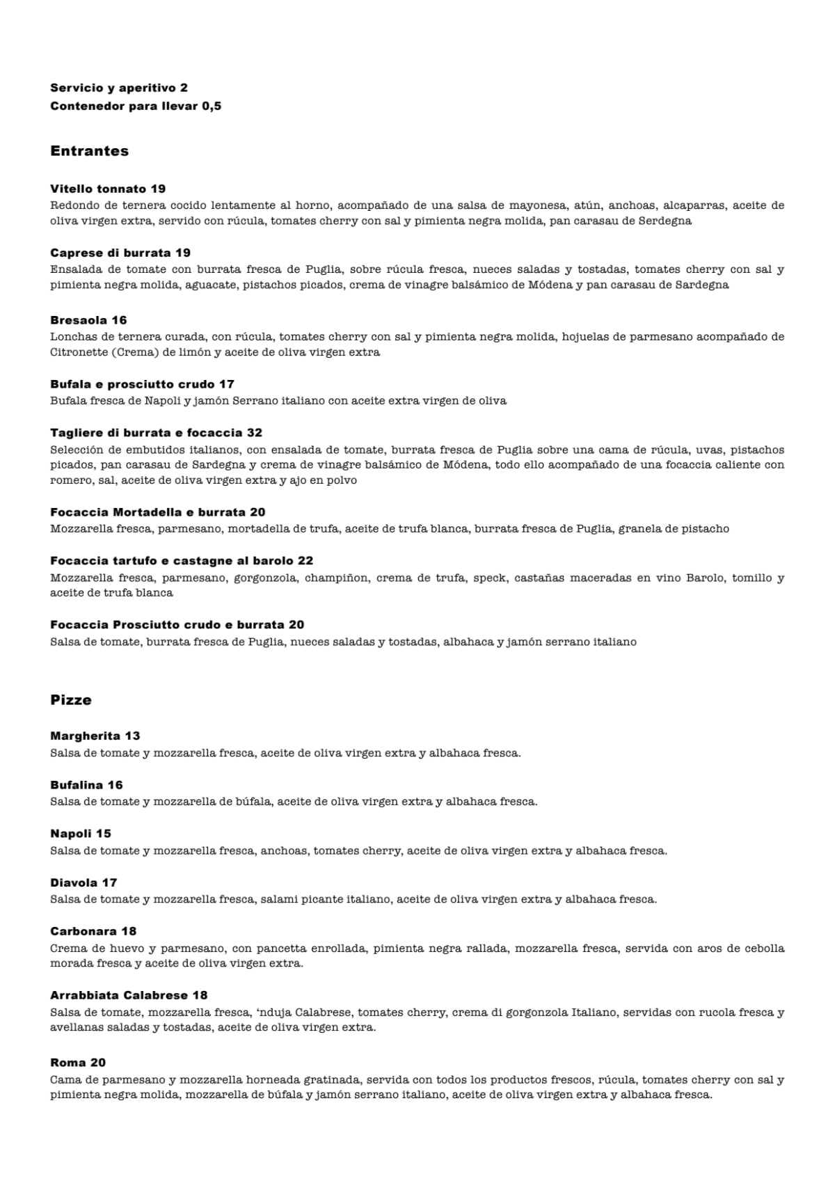 Carte et Menus 2024 - Primitivo by Davero à Marbella | TheFork