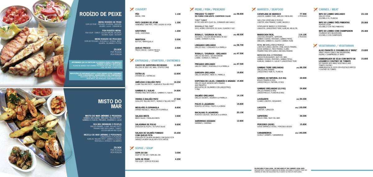 Carte et Menus 2024 - Baía do Peixe - Cascais à Cascais | TheFork