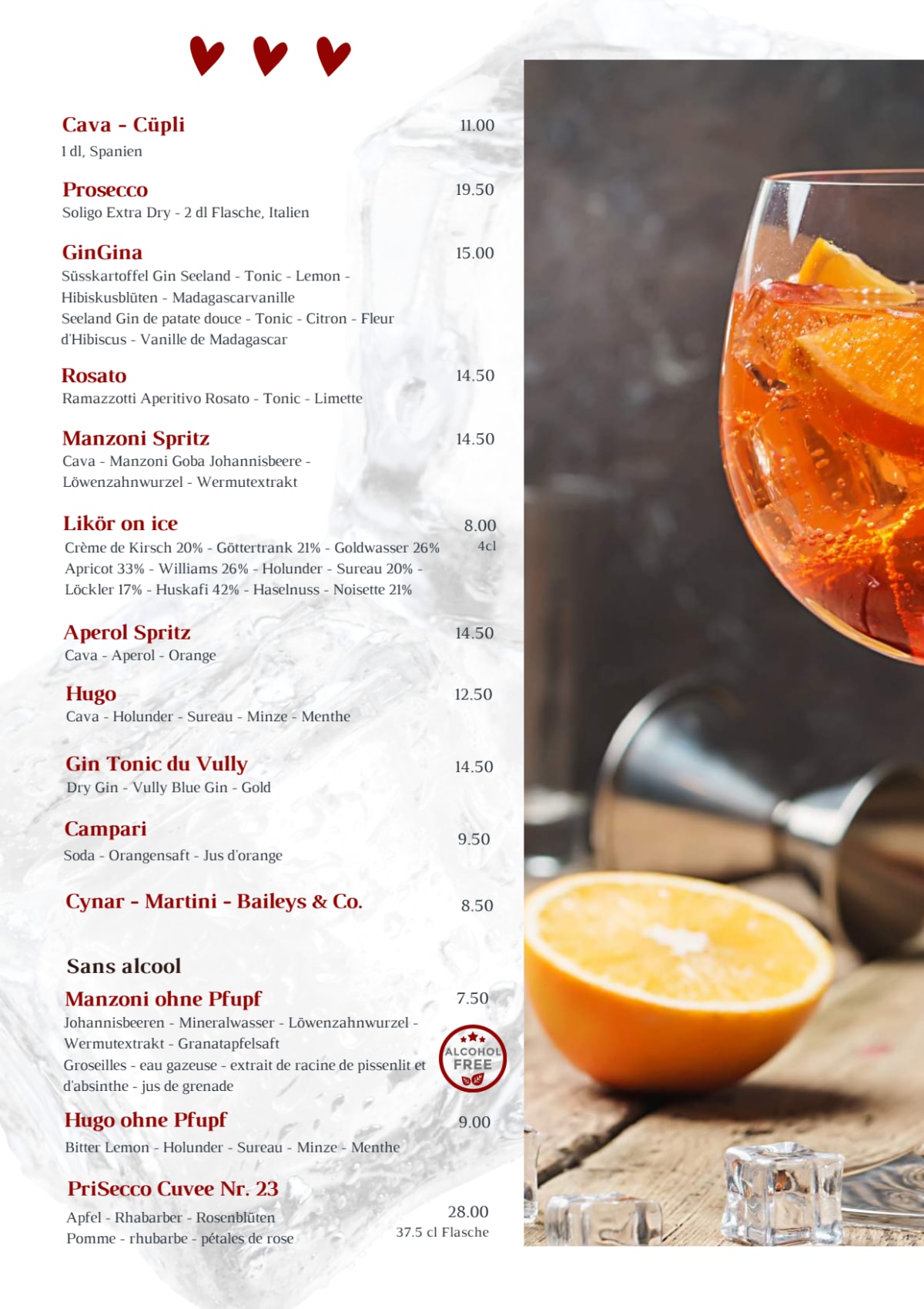 Carte et Menus 2024 - Chesery Restaurant Brocante à Murten | TheFork