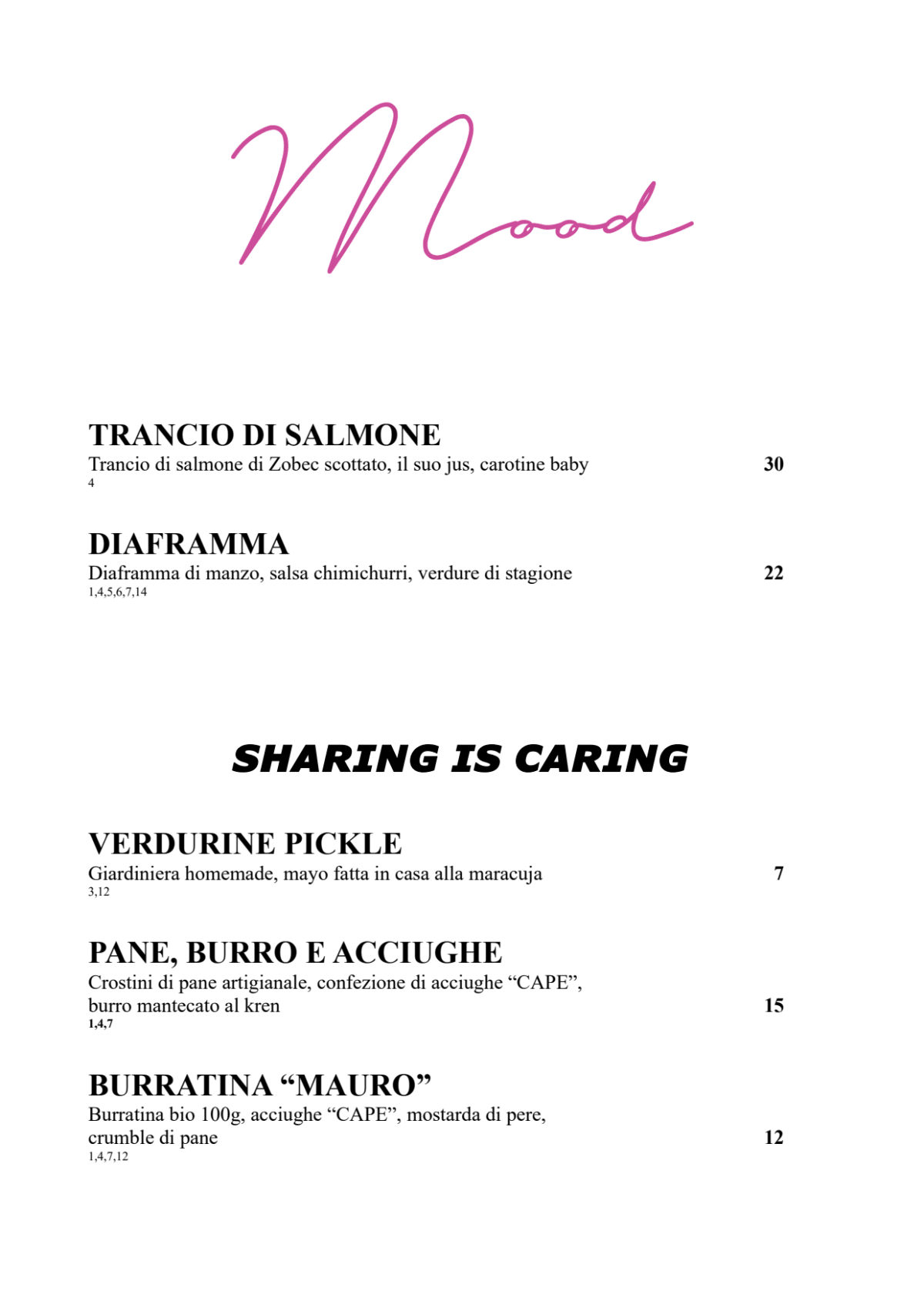 Menu 2024 - Mood in Triëst | TheFork