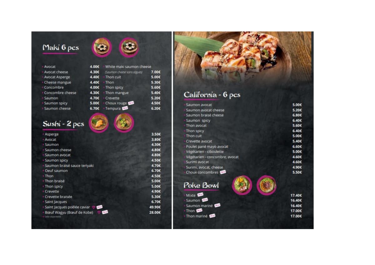 Carte et Menus 2024 - O My Sushi Saint Cyr / Mer (Restaurant sans ...