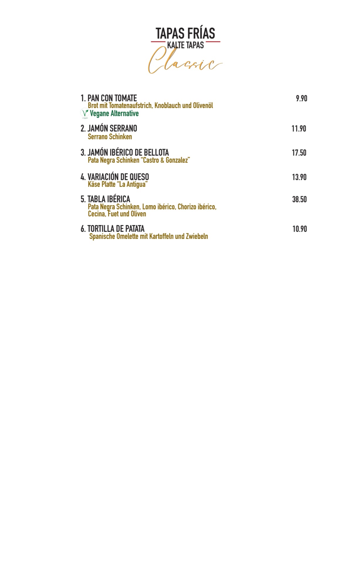 Menu 2024 - Iberia Tapas em Zurique | TheFork