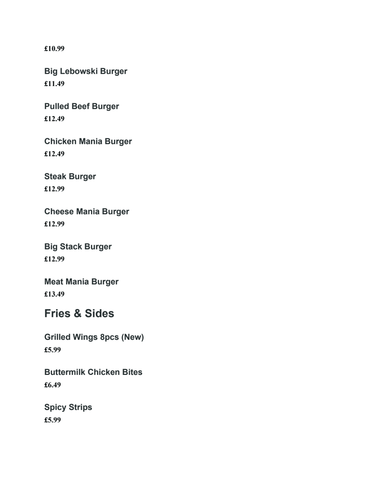 Menu 2024 - Ohannes Burger Smithdown Road in Liverpool | TheFork