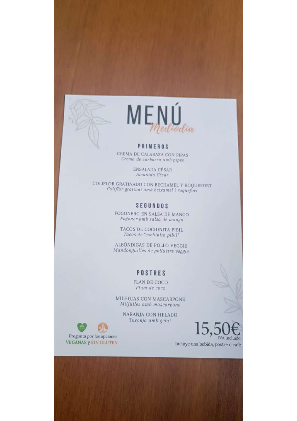 Menu 2024 - El Jardinet Secret in Mataró | TheFork