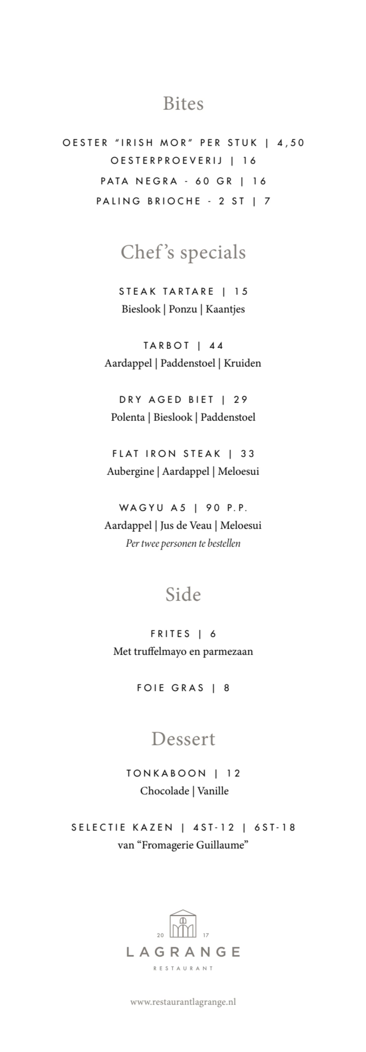 Carta y menù 2024 Actualizados - Restaurant Lagrange en Buren | TheFork