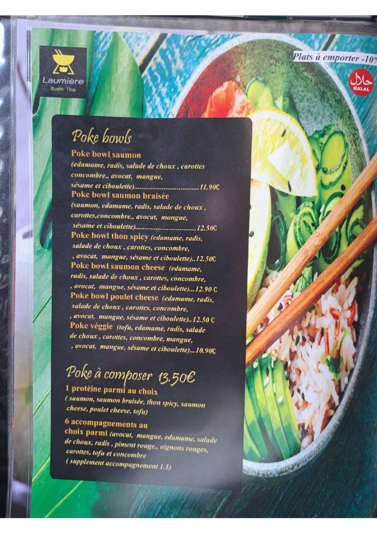 Carte et Menus 2024 - Laumière sushi thai à Paris | TheFork