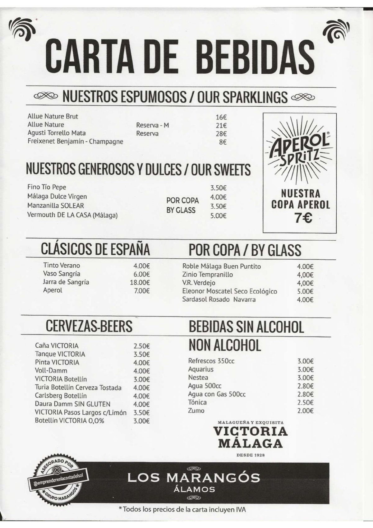 Menus 2024 - Los Marangos Alamos in Málaga | TheFork