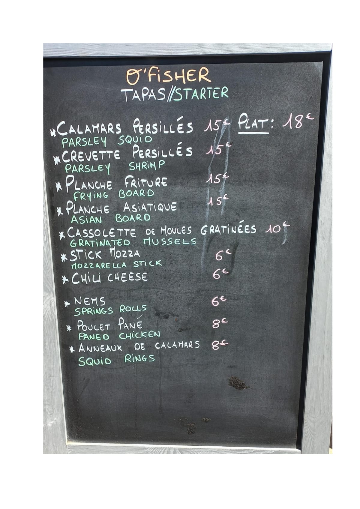 Carta y menù 2024 Actualizados - O Fisher en Marseille | TheFork