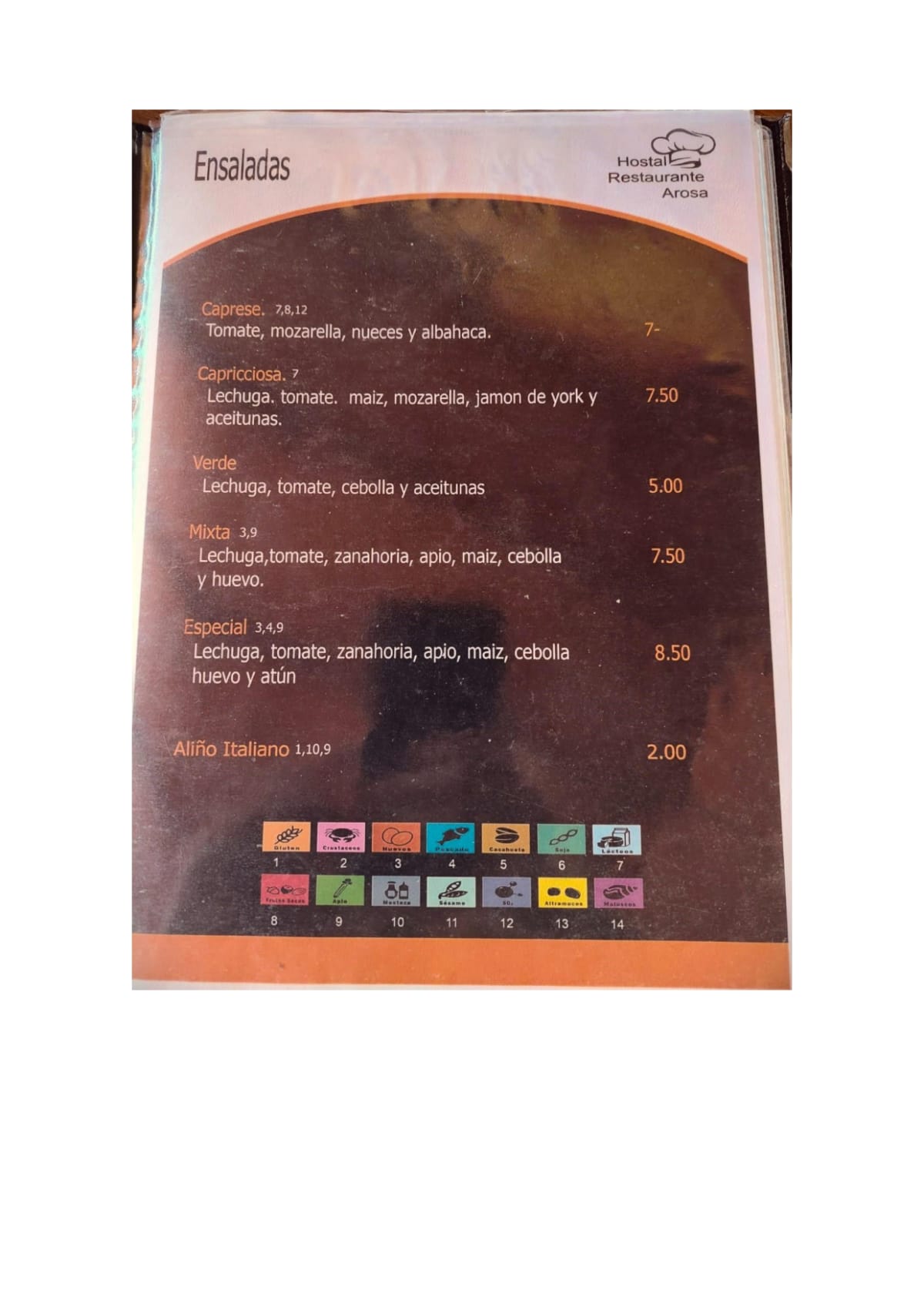 Carte et Menus 2024 - HR Arosa Campello à El Campello | TheFork