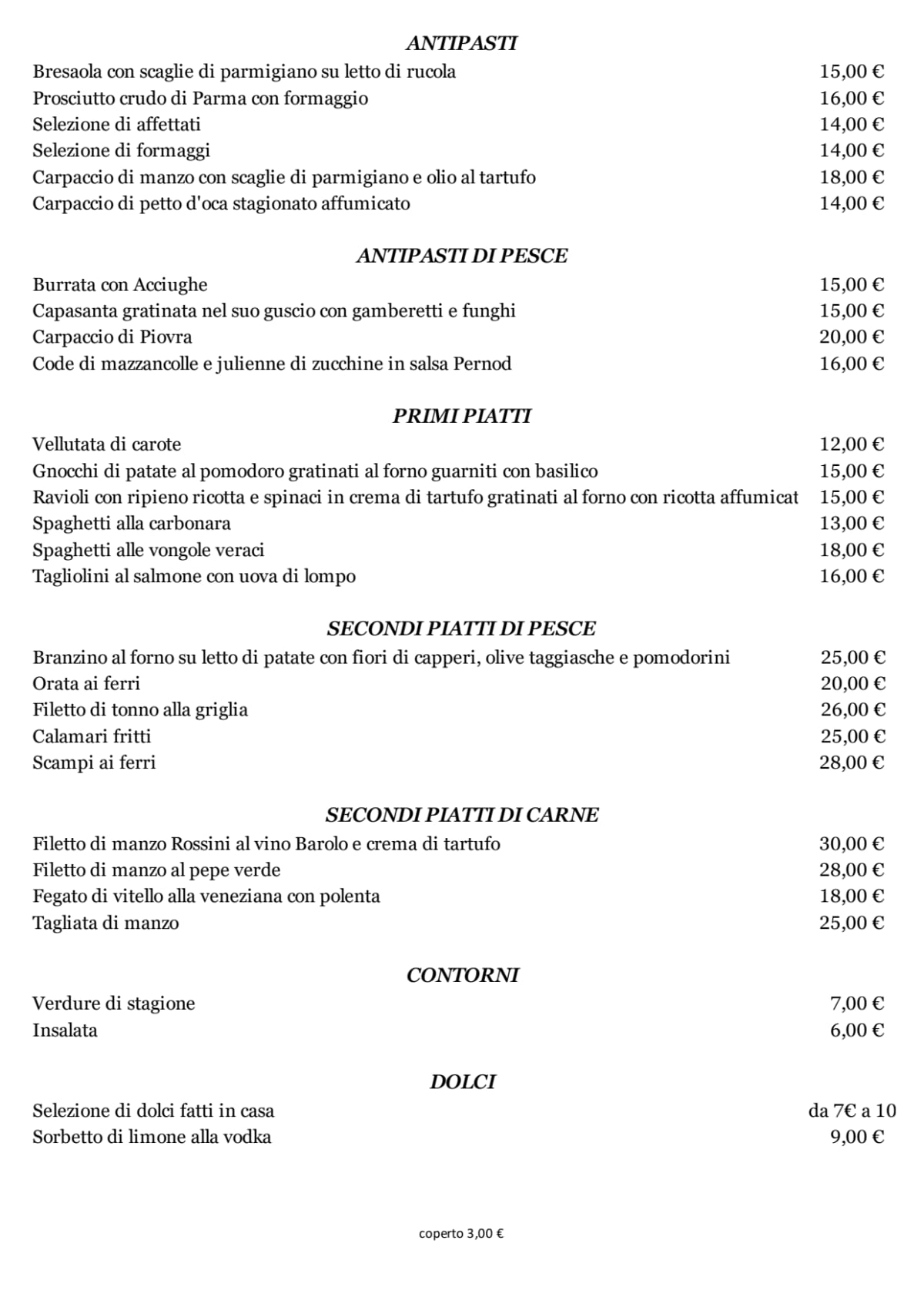 Menu 2024 - Da Carletto in Venice | TheFork