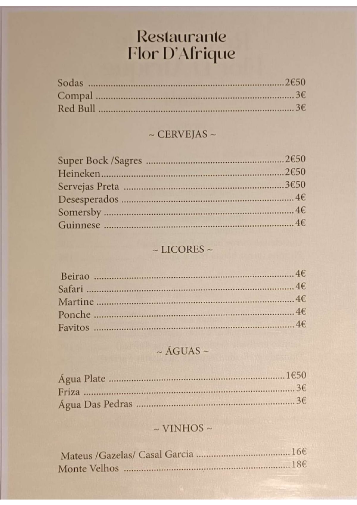 Carte et Menus 2024 - FLOR D'AFRIQUE à Nice | TheFork