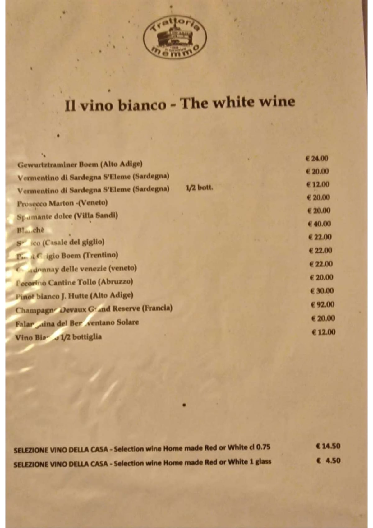 Menù completo e carta 2024 - Trattoria Memmo a Roma | TheFork