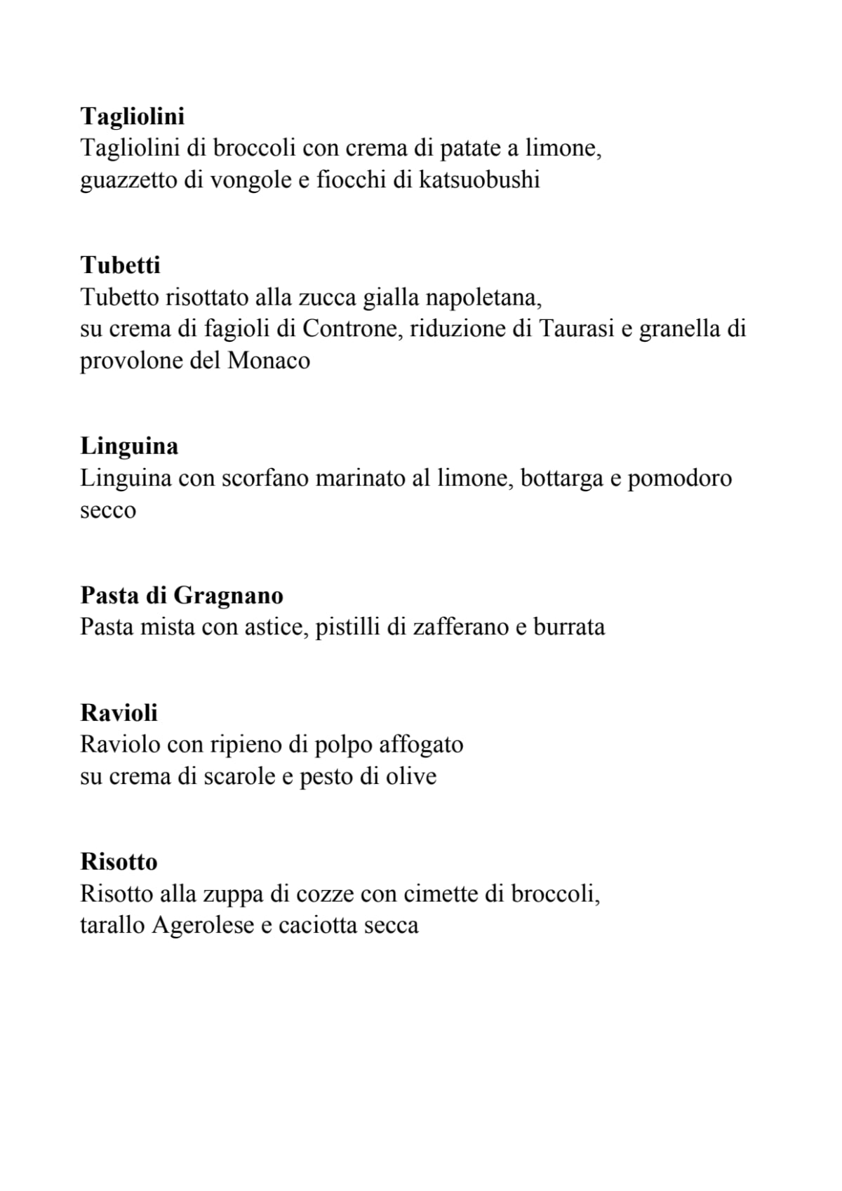 Menu 2024 - Il Buco in Sorrento | TheFork