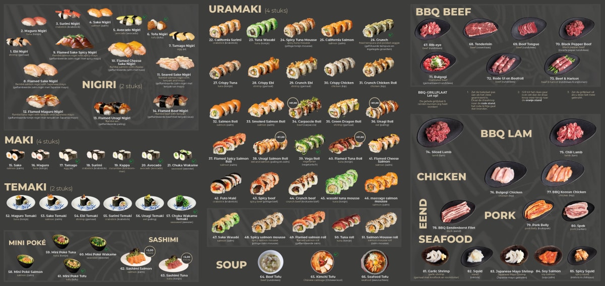 Menù completo e carta 2024 - Asian Fusion a Rotterdam | TheFork