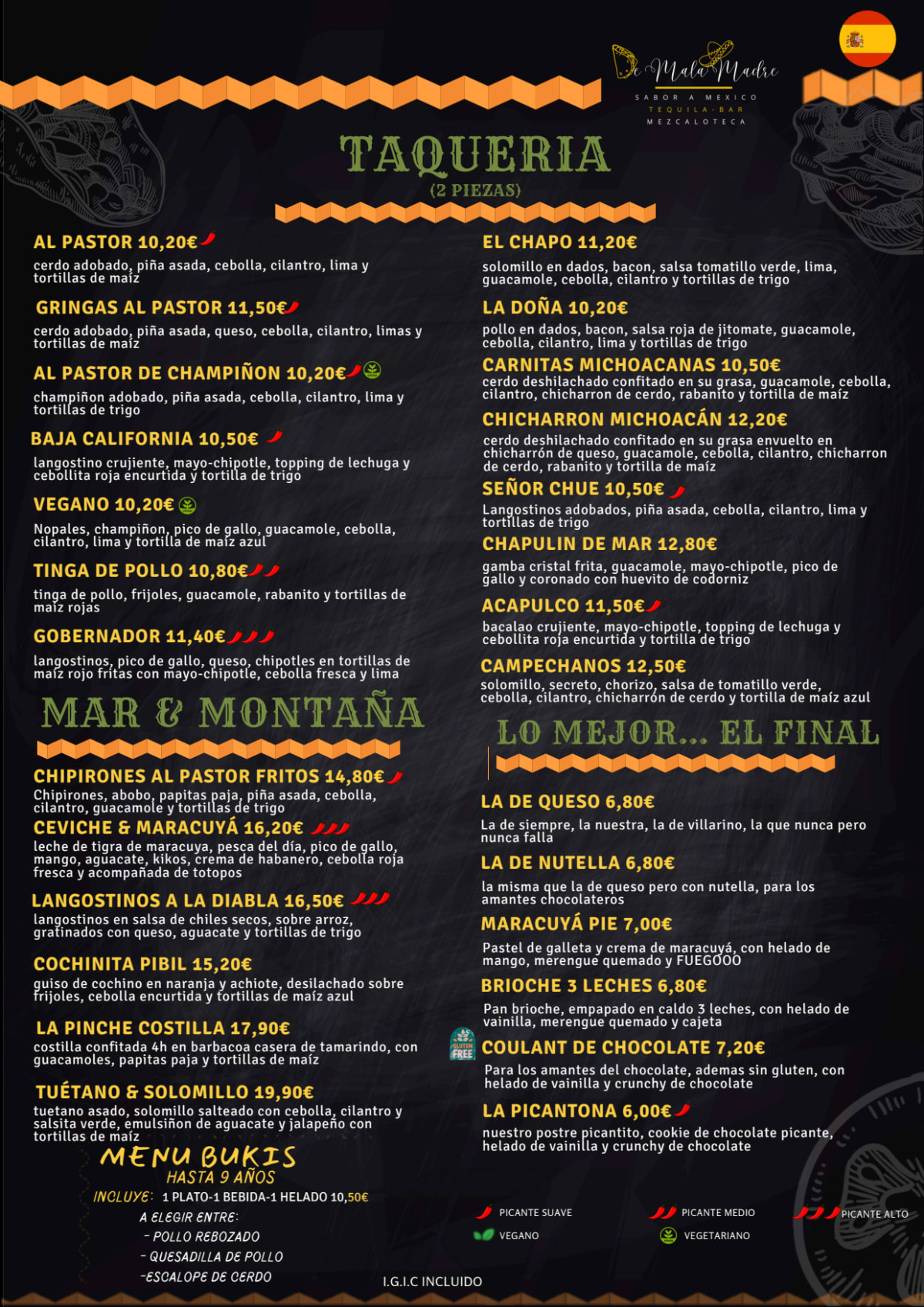 Menu 2024 - De Mala Madre Gastromex in Las Palmas De Gran Canaria | TheFork