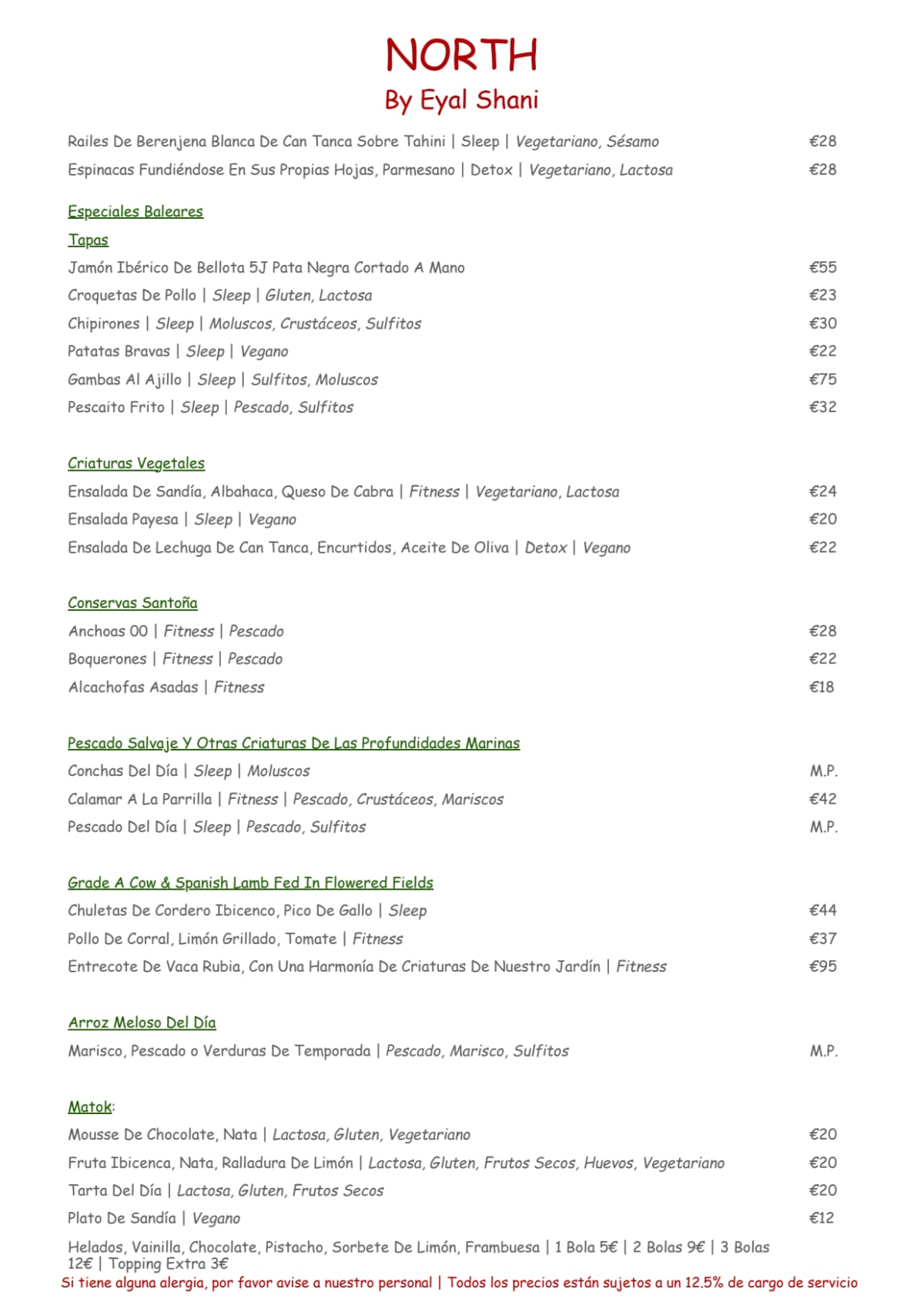 Carte et Menus 2023 - North Ibiza - Six Senses Ibiza à San Juan ...