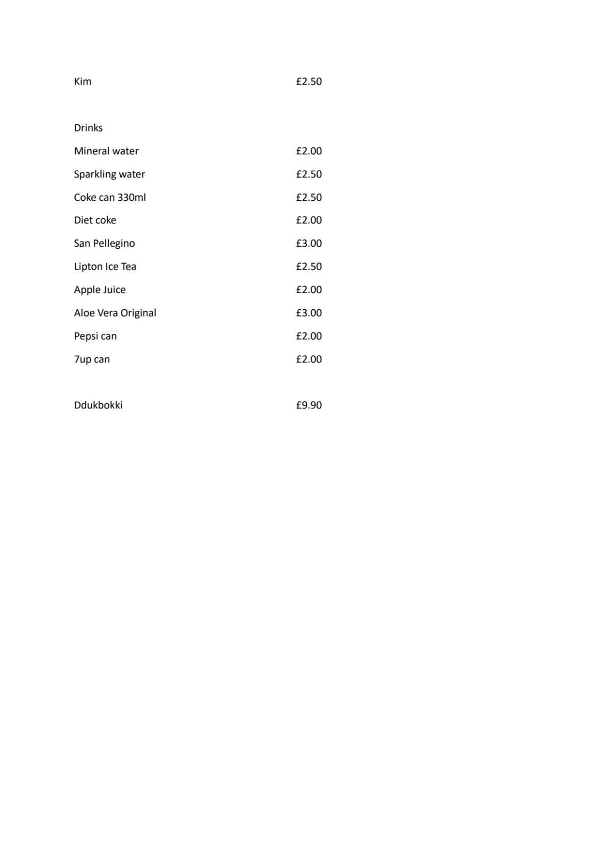 Menus 2024 - Bab Bab Korean Restaurant in Sutton | TheFork