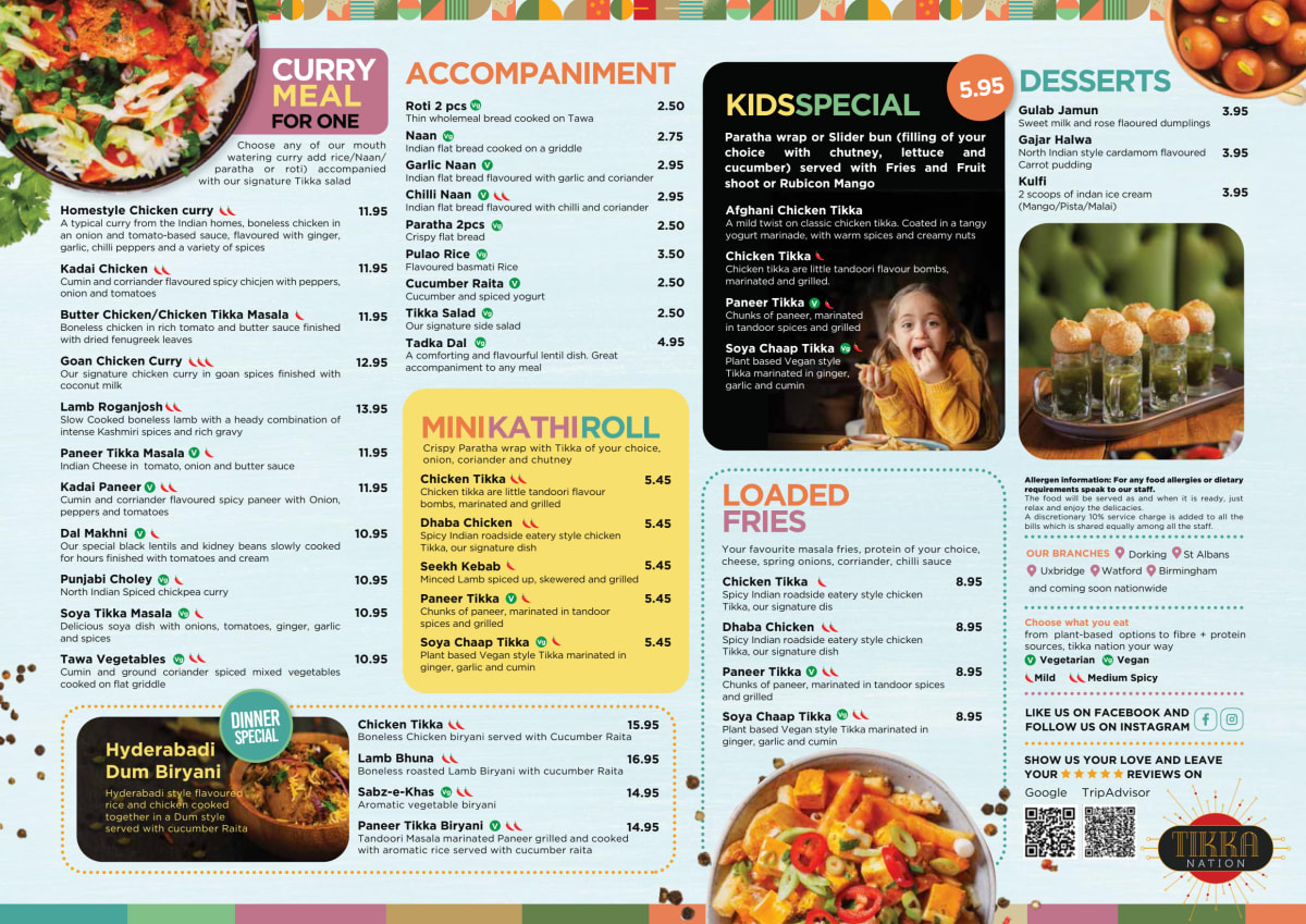 Carte et Menus 2024 - Tikka Nation - Birmingham à Sutton Coldfield ...