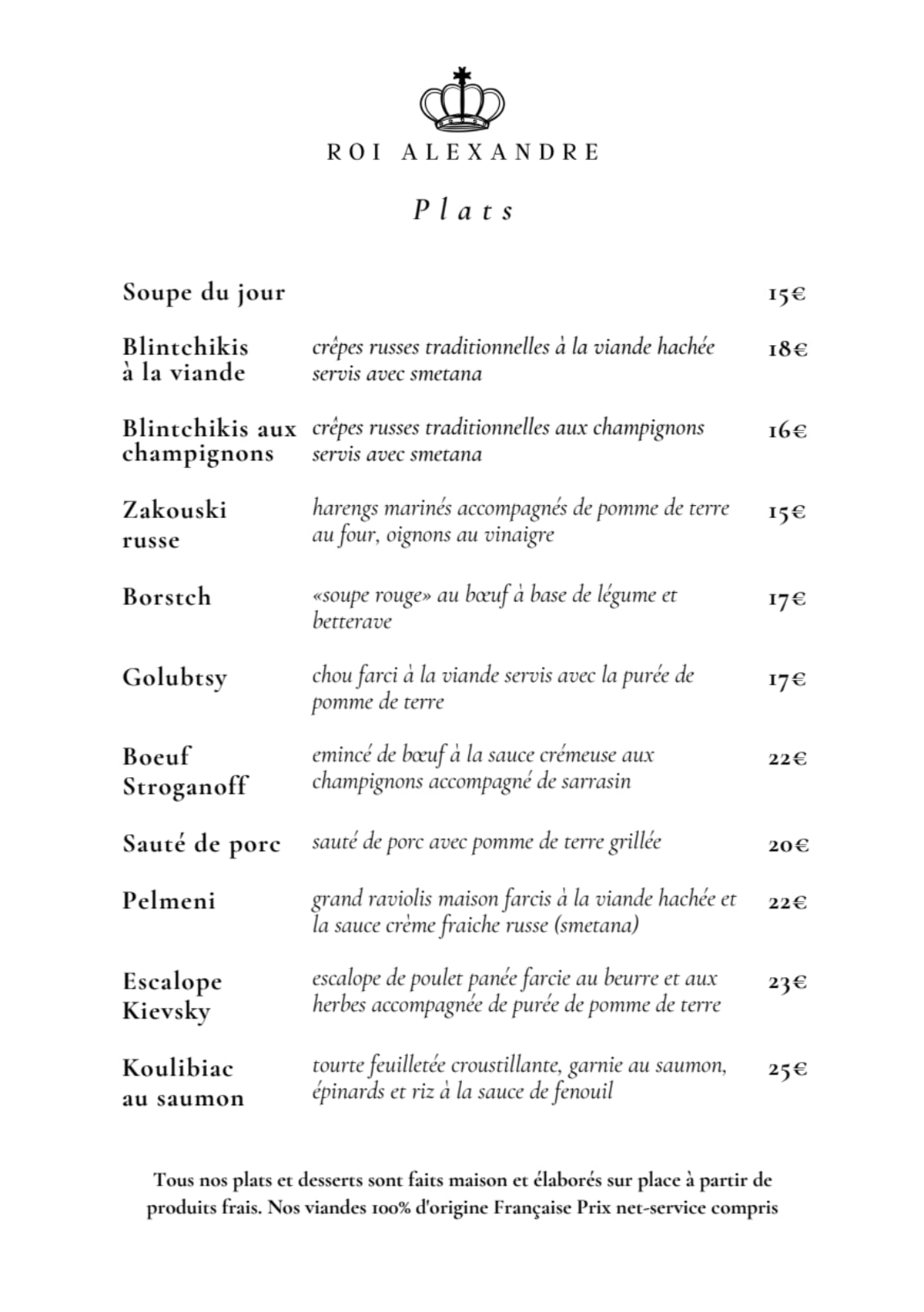 Carte et Menus 2024 - Roi Alexandre Nice à Nice | TheFork