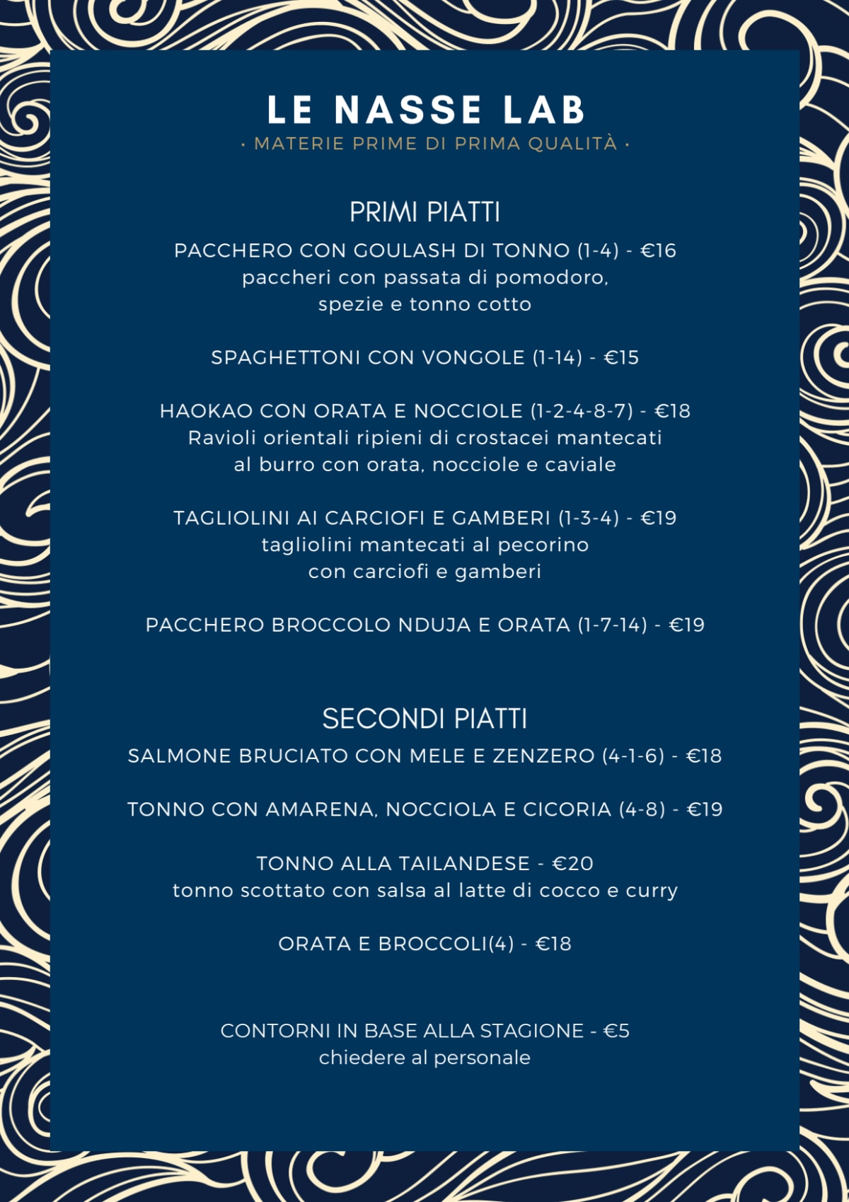 Carte et Menus 2024 - Le Nasse Lab à Rome | TheFork