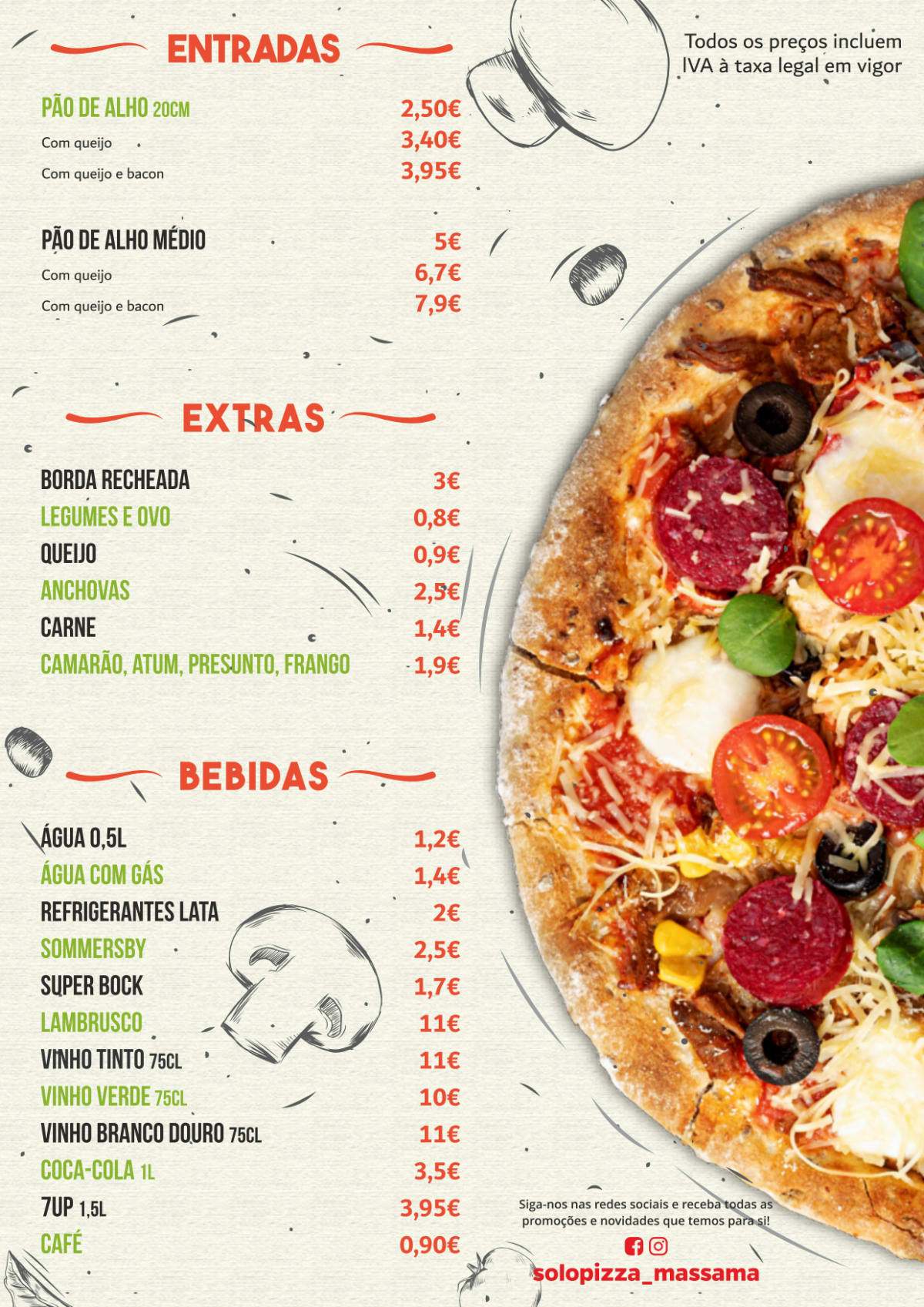 Carte et Menus 2024 - Solo Pizza Massamá à Queluz | TheFork