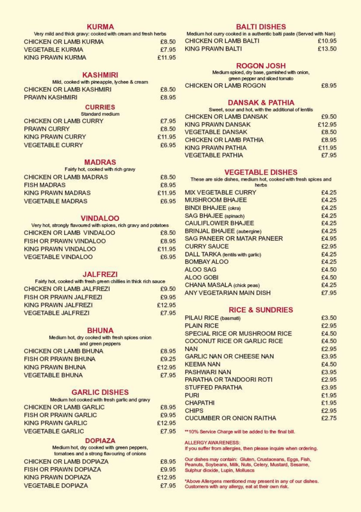 Carte et Menus 2024 - Woburn Tandoori à Londres | TheFork