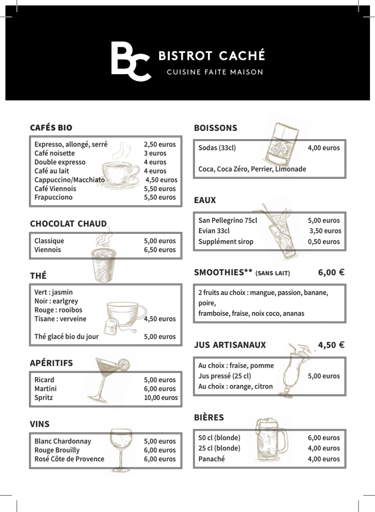 Carte et Menus 2024 - Bistrot Caché à Paris | TheFork