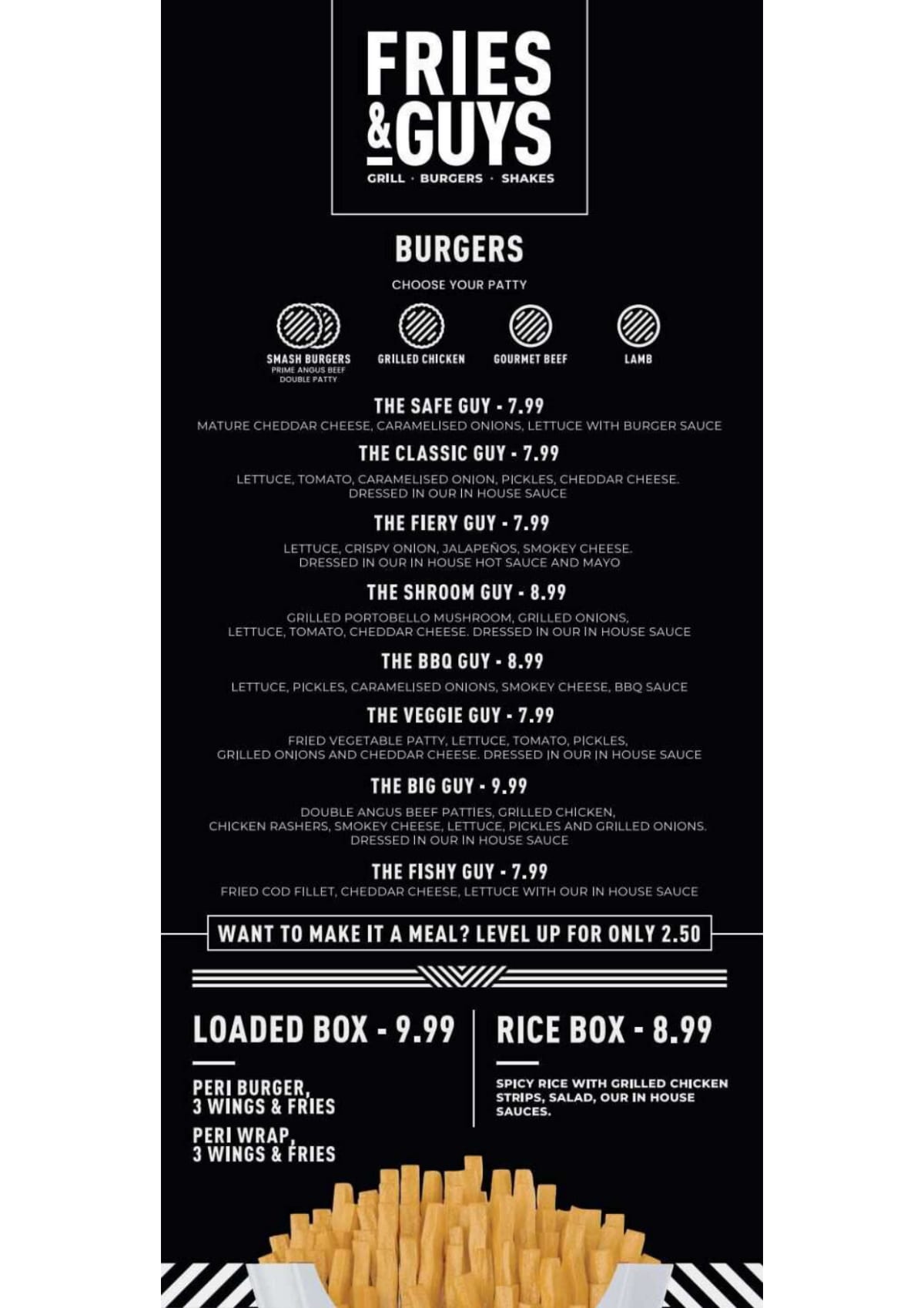 Carte et Menus 2024 - Fries & Guys à Londres | TheFork