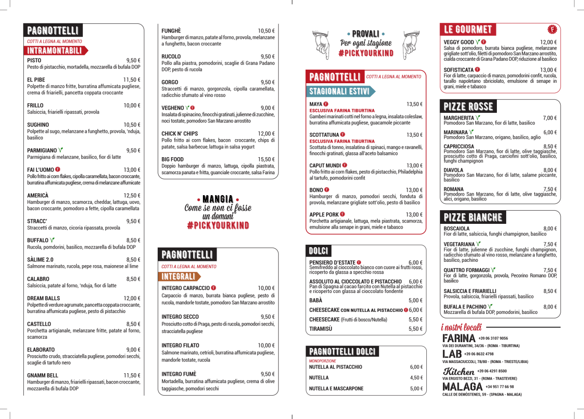 Menu 2022 - Farina in Rome | TheFork