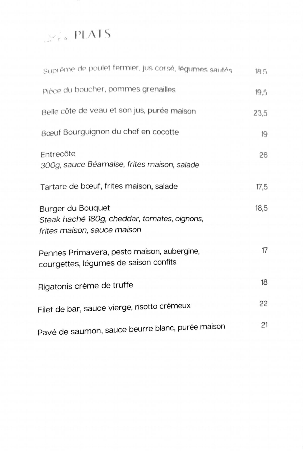 Carte et Menus 2023 - Le Bouquet à Neuilly-sur-Seine | TheFork