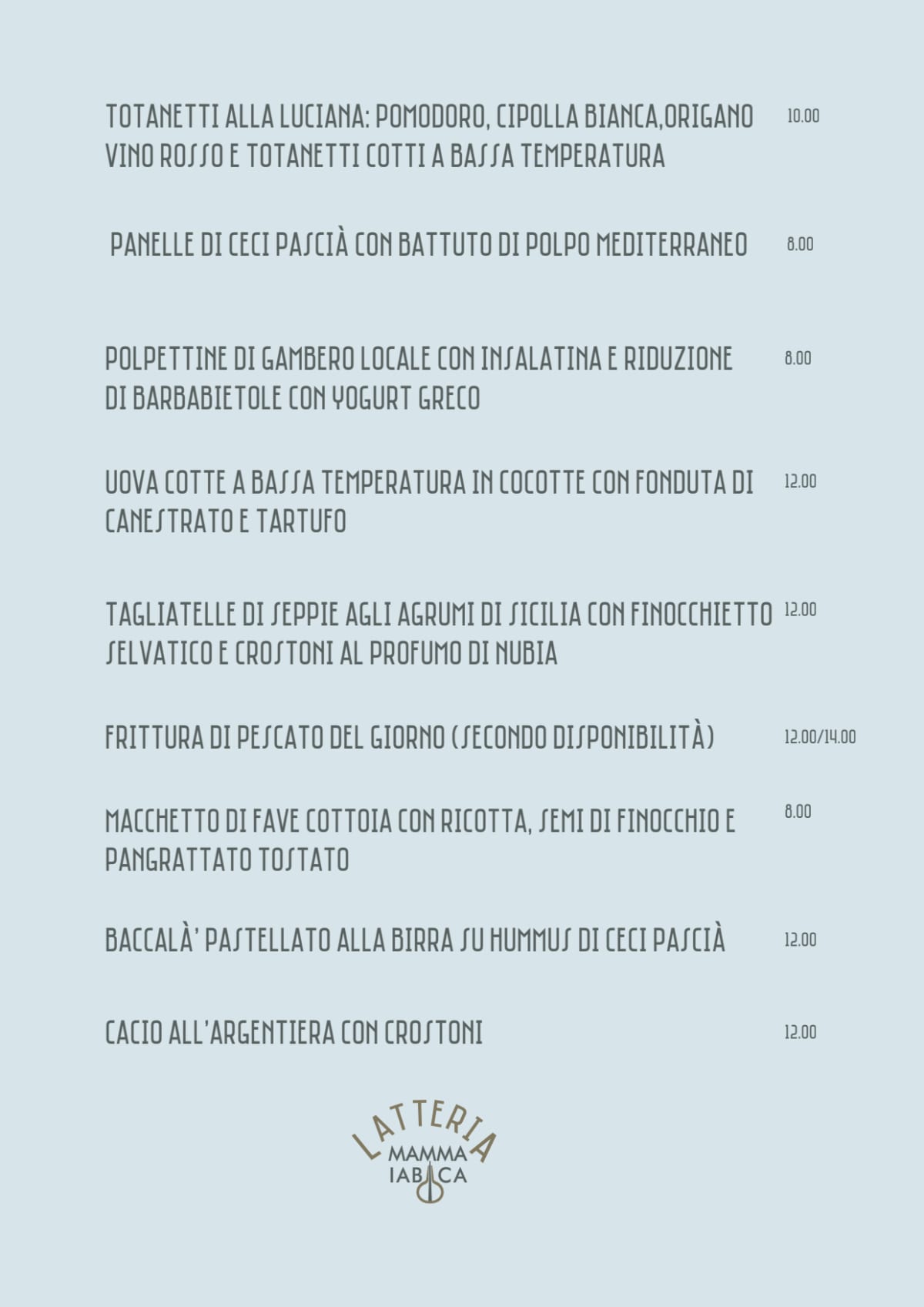 Menù completo e carta 2024 - La Latteria mamma iabica a Siracusa | TheFork