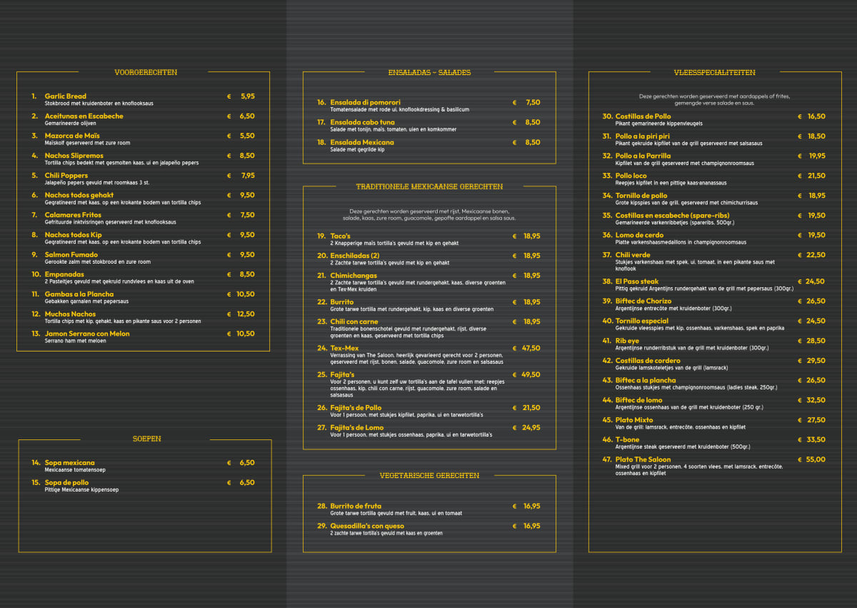 Menu 2024 - The Saloon in Enschede | TheFork