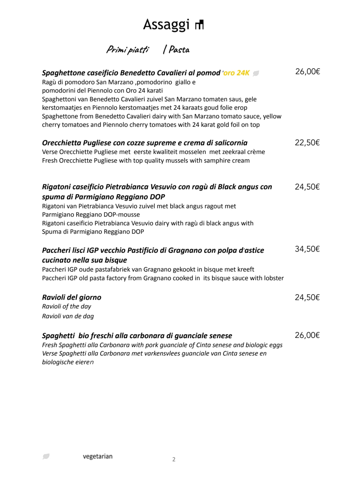 Menu 2024 - Assaggi em Amesterdão | TheFork